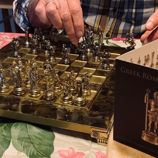 Greek Roman Army Chess Set - Brass&nickel - Brown Chess Board - Etsy