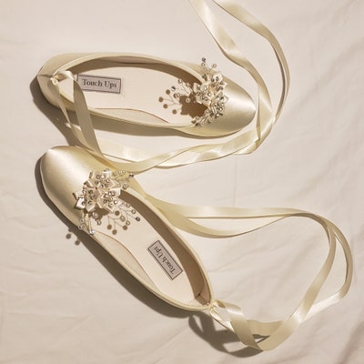 Wedding Ivory Flats Crystals and Pearls,ballet Style Ivory Slippers ...