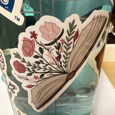 Floral Book Sticker / Open Book Sticker / Reading Sticker / Book ...