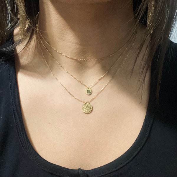 Delicate Layered Necklaces Set of 3 Necklaces, Disc Necklace, Choker ...