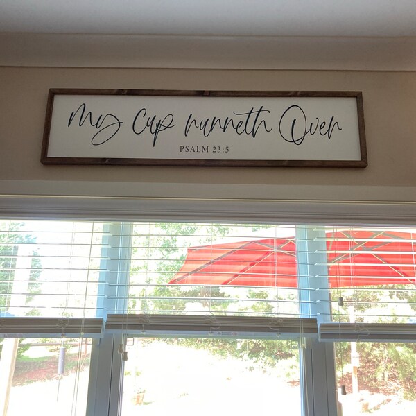 My Cup Runneth Over Sign, Wood Blessing Wall Decor, Blessing Wall Sign ...