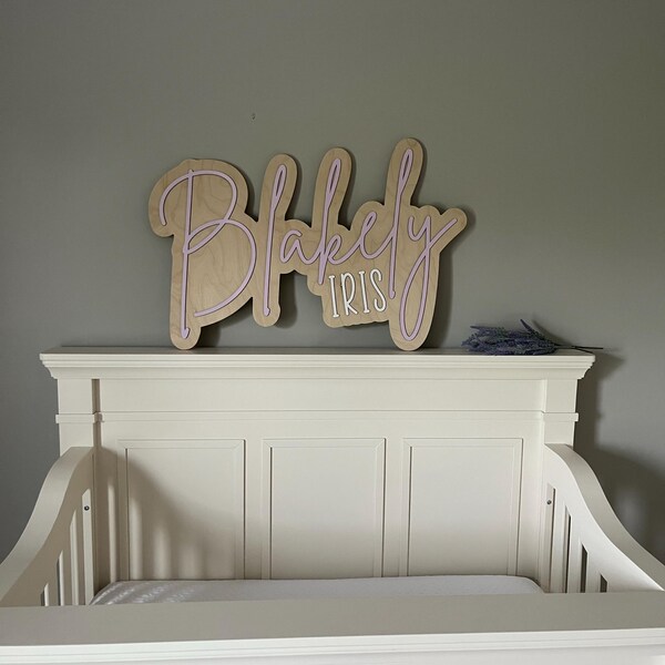 Large Wood Name Sign, Nursery Name Sign, Boho Nursery Sign , Above Crib ...