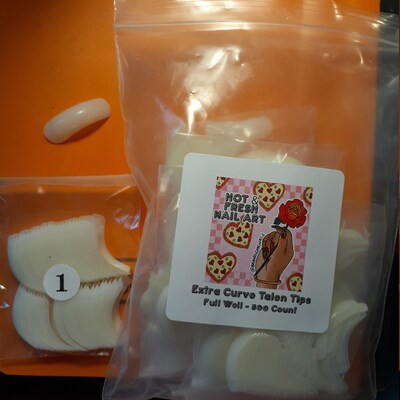 The Flojo Curve Box 500 Pcs 90's Extra Curve Talon Nail Tips Full Well ...