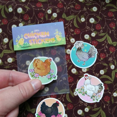 Floral Chicken Sticker Set - Etsy