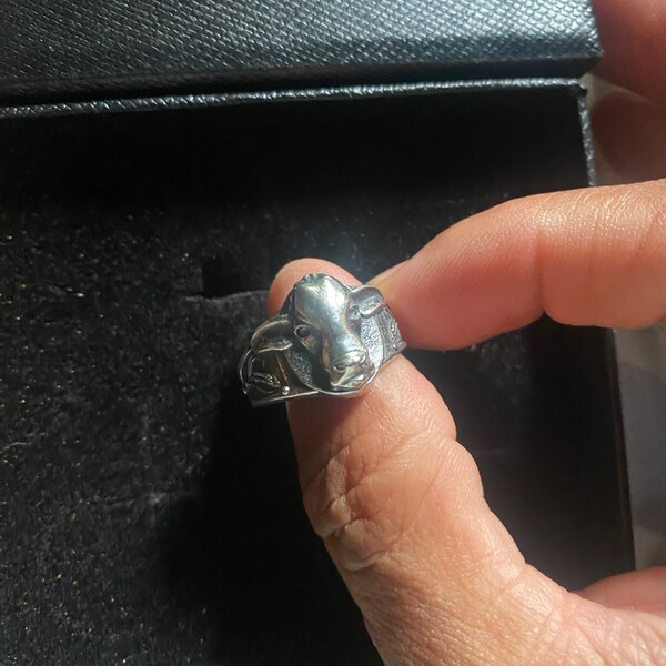 Cow Head Ring With Wheat Heart on Sides Cattle Ring Country Western ...