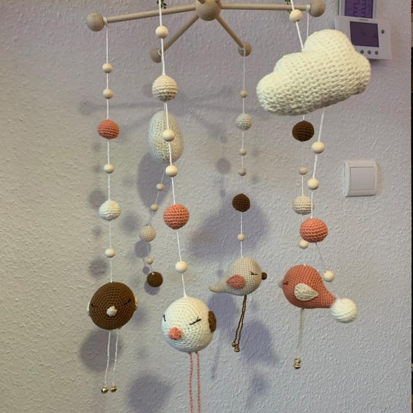 Pattern Only, Pastel Bird Baby Mobile, Scandinavian Nursery Decor ...