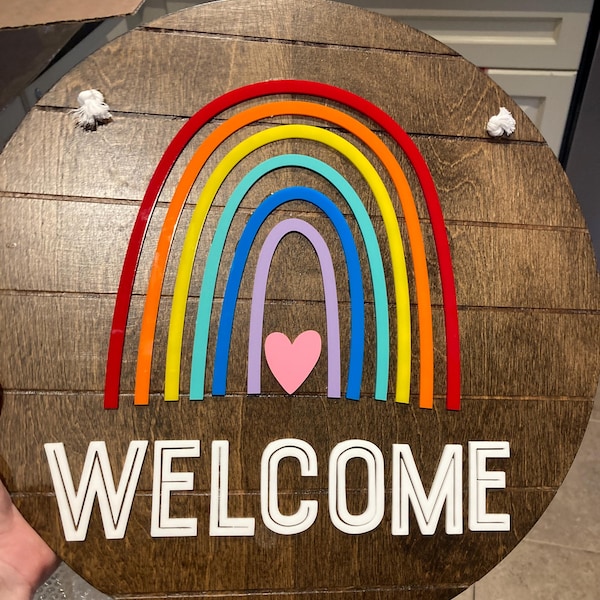 Handmade Round Wood Welcome Sign for Front Door - Rustic Front Porch ...