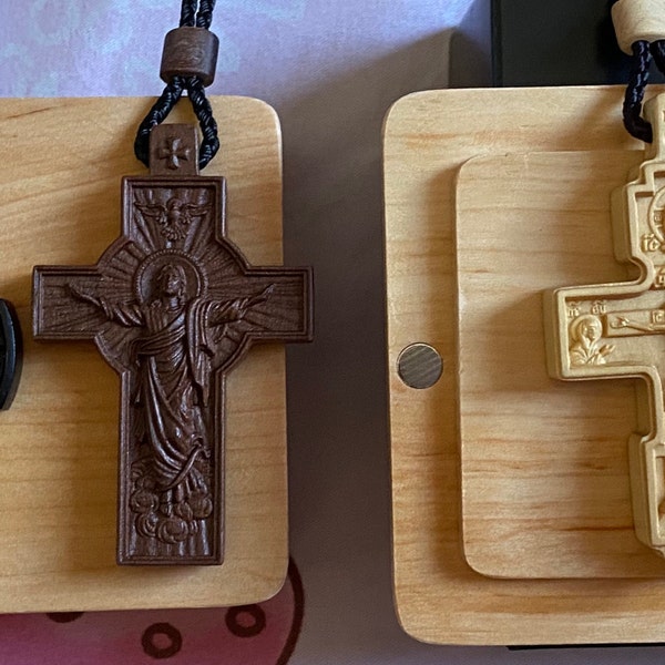 Cross Wood Ascension of Christ Che Wood Neck Pendant Carved Wooden ...