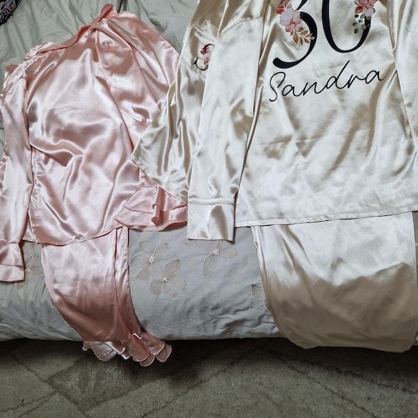 Personalised Satin Pyjamas 30th Birthday ,18th 21st Birthday Pajamas ...