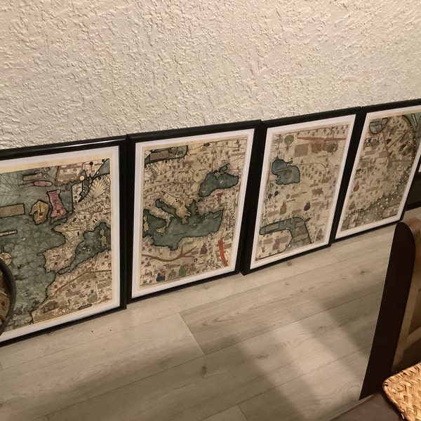 Medieval Catalan World Map 1375 Europe, Mediterranean Sea and Middle ...