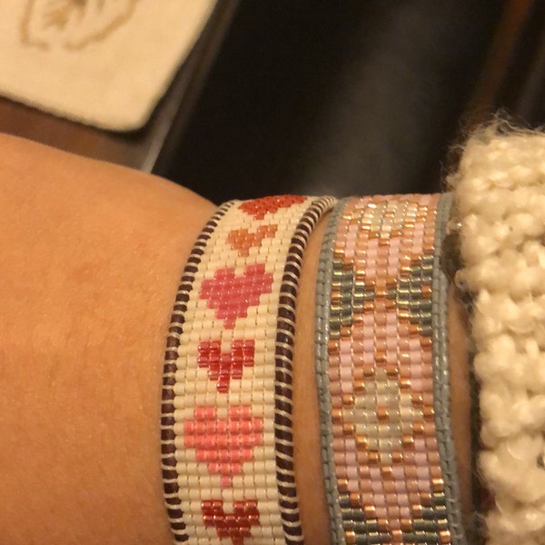 LOVE Loom Woven Bracelet, Love Beaded Bracelet, Valentines Bracelet ...