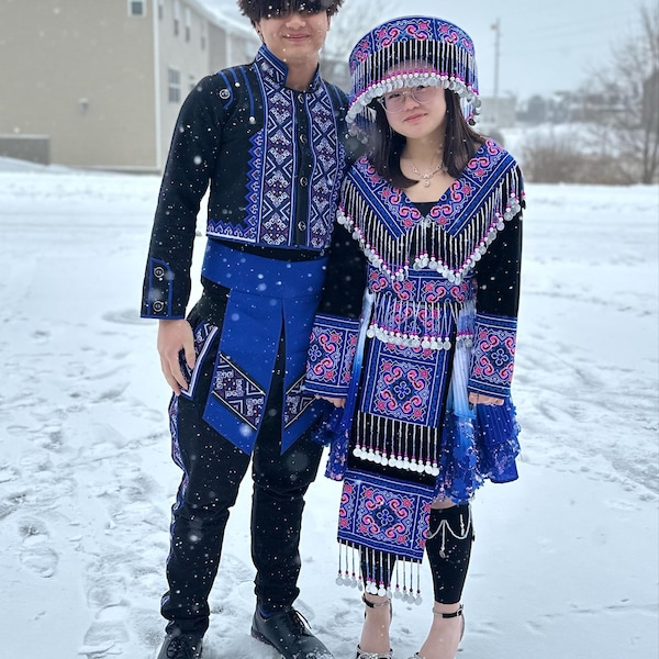 Hmong Dress for Women, Ethnic Embroidered Hmong Clothes, Hill Tribe ...