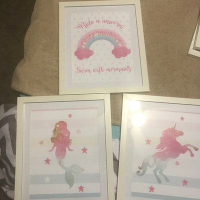 Nursery Wall Art, Set of 3 Unicorn Prints, Rainbow Wall Art, Girl ...