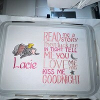 Reading Pillow Embroidery Design Read Me a Story Embroidery Design Tuck ...