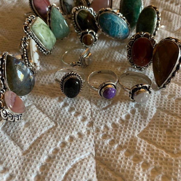 Wholesale Lot !!! Multi Gemstone Mixed Rings Wholesale Lot, 925 ...