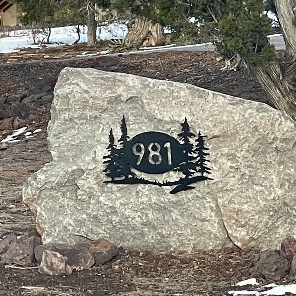 Metal Mountain House Number Sign | Mountain Address Sign | Modern ...