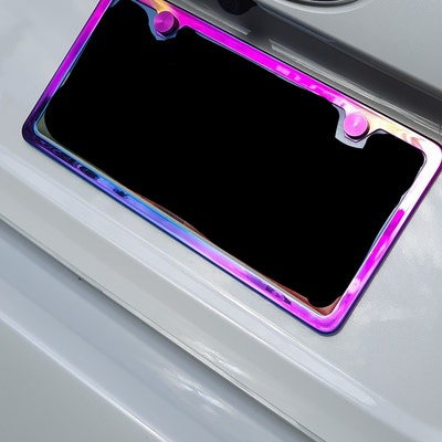 Electroplating Neon Chrome Rainbow Stainless Steel License Plate Frame ...