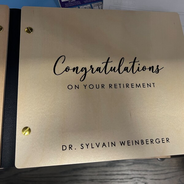 Personalized Retirement Book - Wooden Guest Book With Custom Engraved ...
