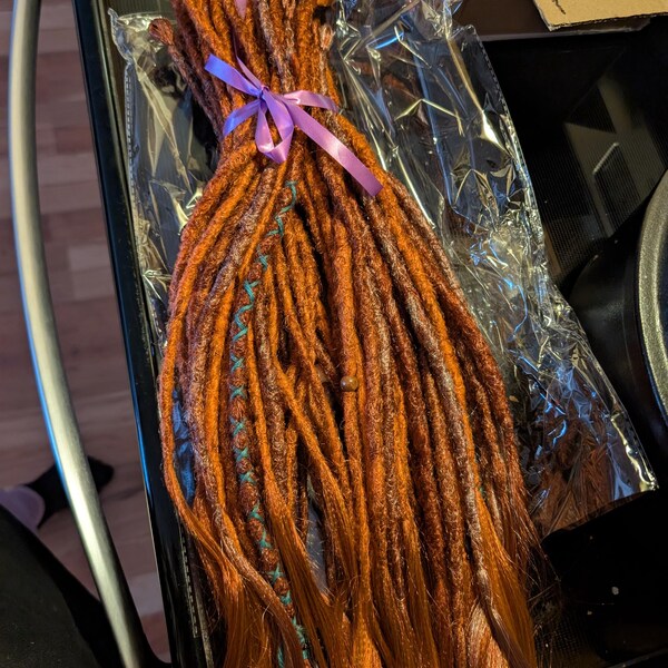 Ginger Viking Dreadlocks Crochet Full Set Decorate Locs With Jewels and ...