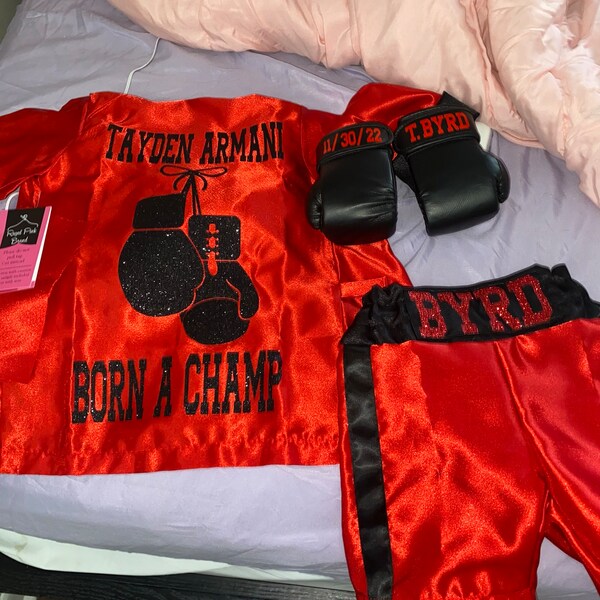 Baby Boxer Outfit With Wearable Custom Gloves, Jacket, and Shorts ...