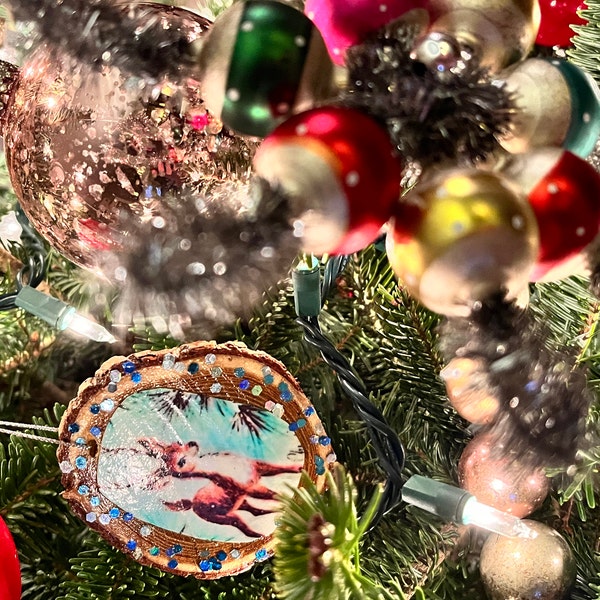Vintage Santa Wooden Disc Ornament - Etsy