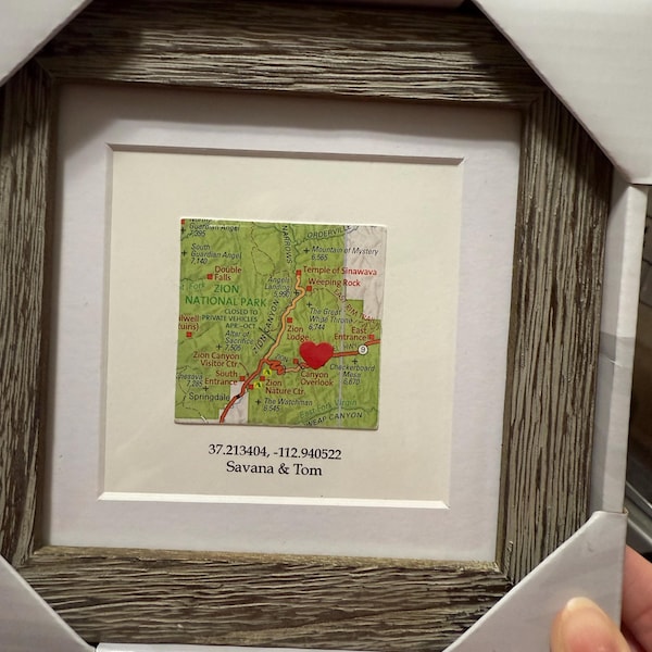 Framed Map & GPS Coordinates - Custom Map Gift - Latitude Longitude ...