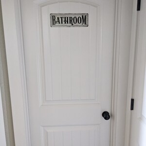 Bathroom Sign White Rustic Looking Aluminum Sign Color Imprint on ...