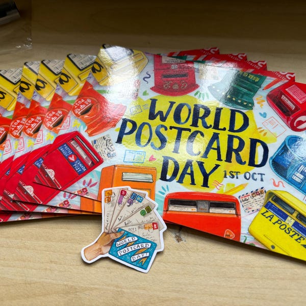 World Postage Postcards Packs 1 5 A6 Size Faux Stamps Ephemera, Vintage ...