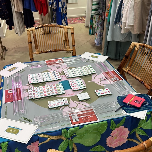 Elegant Light Pink Floral Mahjong Tablecloth - Perfect for Mahjong ...