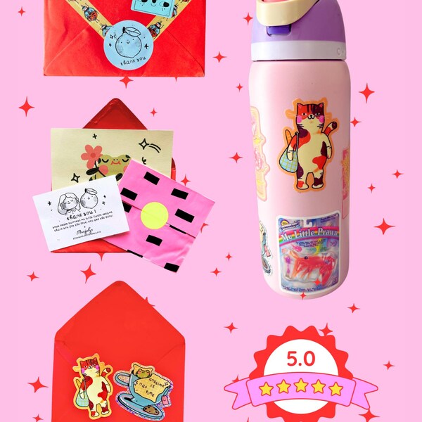 Blue Cat Sticker - Kawaii Cute Pastel Stickers - Dopamine Illustration ...