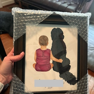 Child and Dog Printable Portrait, Digital Download Illustration, Child ...