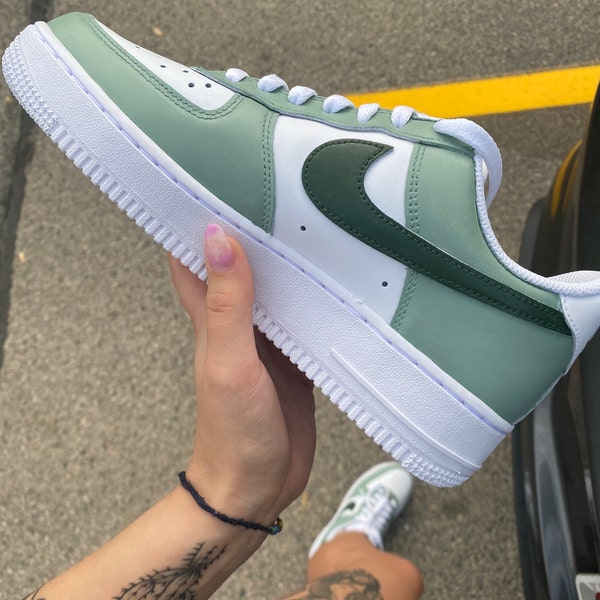 Sage Green Colorblock Air Force 1 | Handpainted | Custom - Etsy