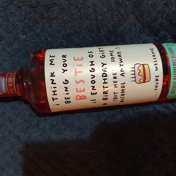 Being Your Bestie is Enough of A Birthday Gift Wine Label - Funny ...