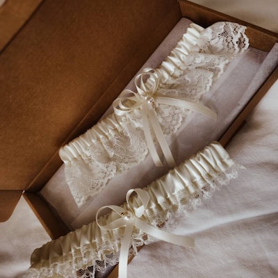Ivory Lace Garter Set, Ivory Wedding Garter Set, Ivory Garter Set ...
