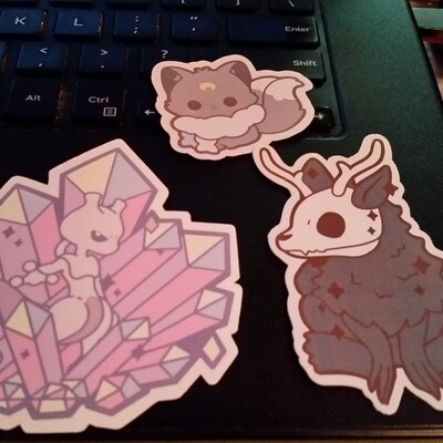 Cute Kawaii Crystal Mew and Mewtwo Pokemon Stickers - Etsy