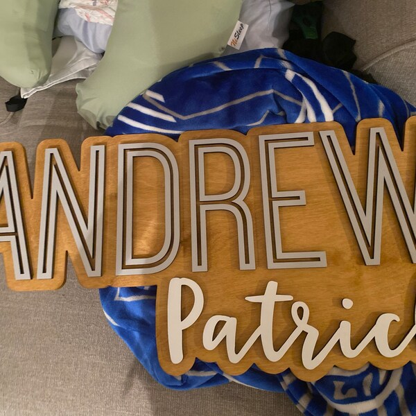 Baby Name Sign | Wood Nursery Name Sign for Boy or Girl | Boy Nursery ...