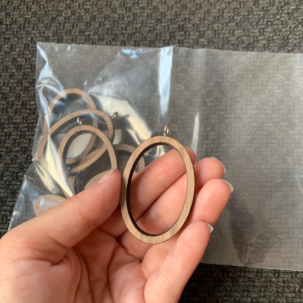 Open Back Wood Pendant Bezel - DIY for Resin, Polymer, Etc. - Oval ...