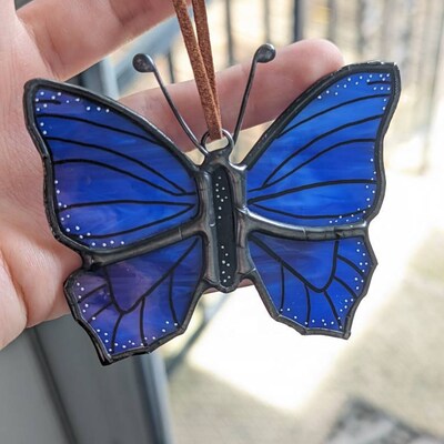 Blue Butterfly Stained Glass Butterfly Glass Wings Stained Glass Blue ...