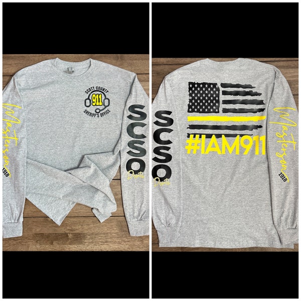 Dispatcher Long Sleeve T-shirt (headset/flag Back) Dispatcher Gift,l ...