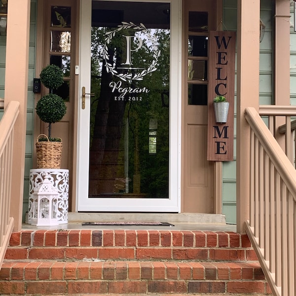 Front Door Decal Family Monogram Personalized Storm Door Decor Custom ...