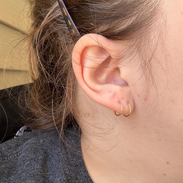 14k Gold Filled Fully Textured Tiny Twist Earrings | Double Hoop ...