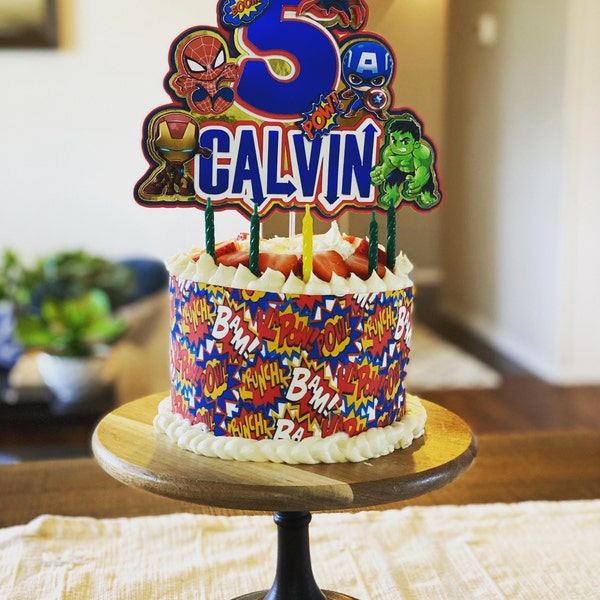 Comic Book Superheroes Edible Cake Wrap or Superhero Birthday Cake ...