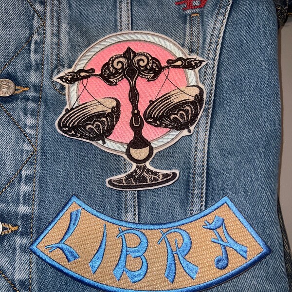 Libra Embroidered Zodiac Sign Iron on Patch, Libra Patch, Horoscope Patch, Iron on Patch, Libra ...