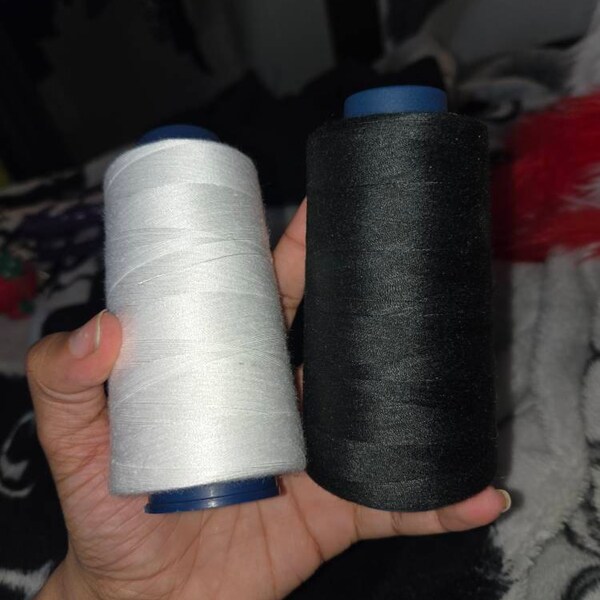 2600 Yards Spools Cone Shaped of White or Black Polyester High Tenacity ...