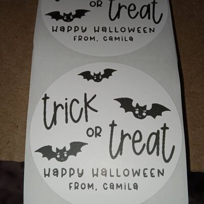 Trick or Treat Bag Stickers Halloween Labels Custom Halloween Stickers ...