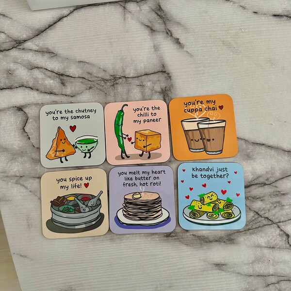Set of 4 Funny Indian Food-inspired Coasters - Indian, Novelty ...