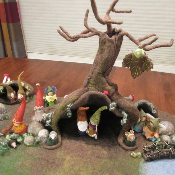Felted Woodland Burrow With Rabbits and Toadstools - Etsy
