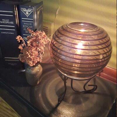 Green Glass Lamp Upcycled Vintage Pedestal Vase / Planter, Gift, Accent ...