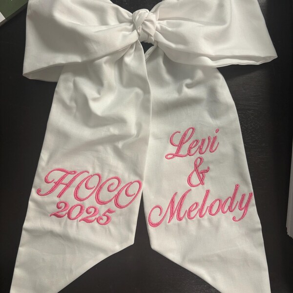 Custom Embroidered Bouquet Wrap Sash Bow HOCO Prom Bouquet Sash With ...
