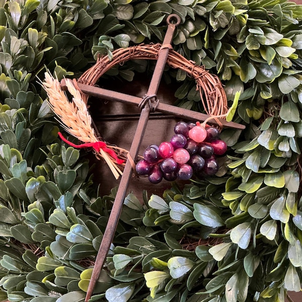 Eucharist Lent Holy Thursday Last Supper Medium Nail Cross Wreath ...